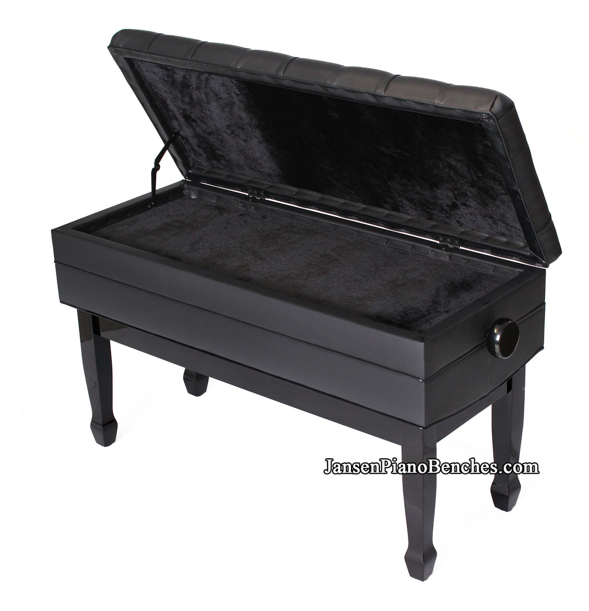 Black High Polish Duet Artist Bench with Music Storage – Jansen Piano ...