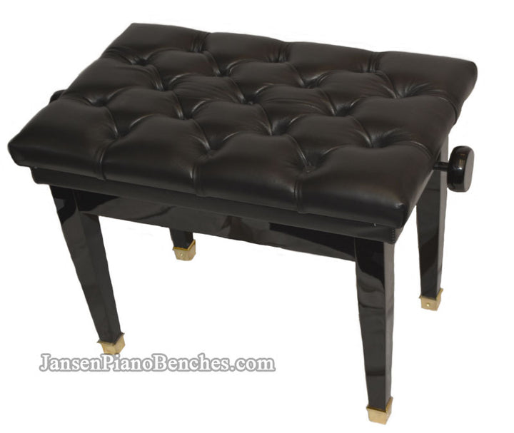 Leather Adjustable Piano Bench with Brass Ferrule Legs – Jansen Piano ...